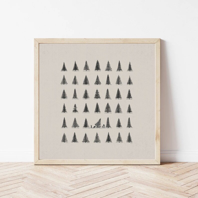 Christmas Tree Farm Art, DIGITAL PRINT, Trees, Family Christmas ...