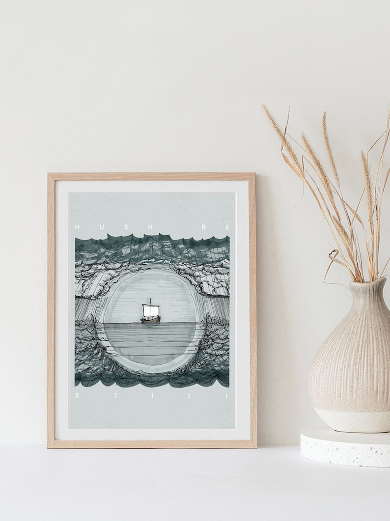 Hush Be Still, DIGITAL PRINT!, Jesus Stills Sea, WALL Art, Jesus Art ...