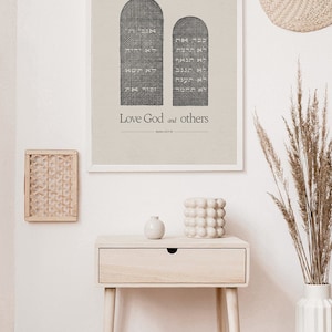Ten Commandments, DIGITAL PRINT, Love God, Love Your Neighbor, Bible ...