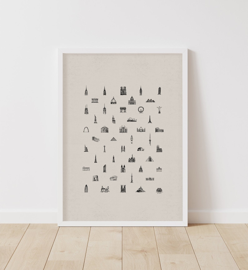 50 Famous Buildings Print Architecture Architectural - Etsy