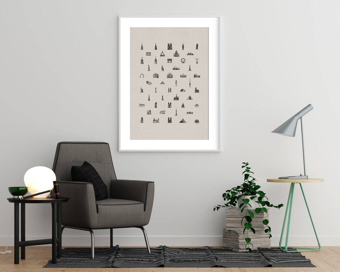 50 Famous Buildings Print Architecture Architectural - Etsy
