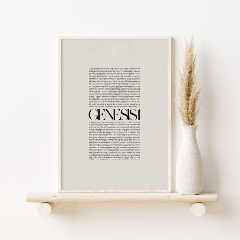 Genesis 1 Bible Verse Modern Bible Scripture Wall Art - Etsy