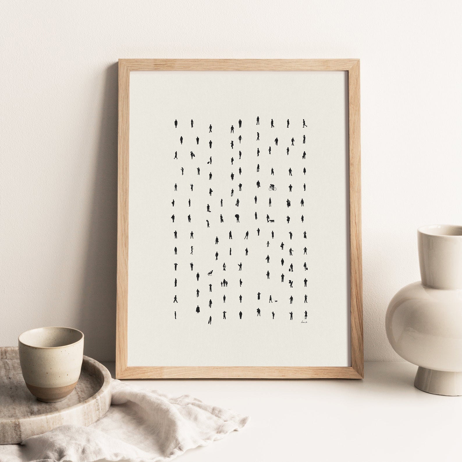 Minimalist People Print Crowd Various People Art | Etsy