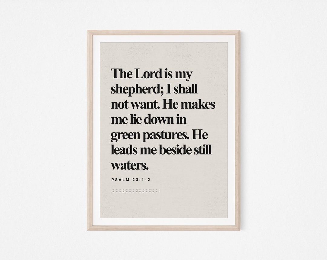 Psalm 23:1-2, Bible Verse, Modern Bible, Scripture Wall Art, Christian ...