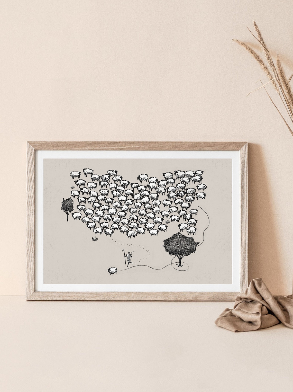 Jesus Leaves the 99 DIGITAL PRINT Landscape Jesus Art - Etsy