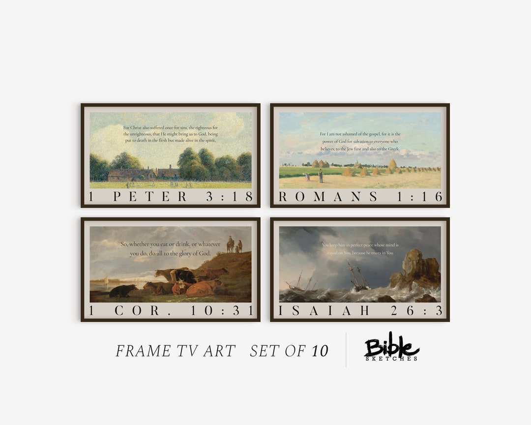 Bible Verse Frame TV Art, Set of 10, Verses Memorization, Scripture Art ...