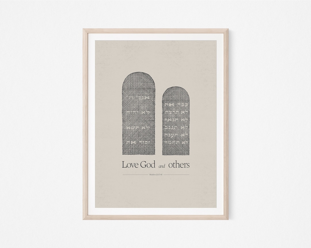 Ten Commandments, DIGITAL PRINT, Love God, Love Your Neighbor, Bible ...