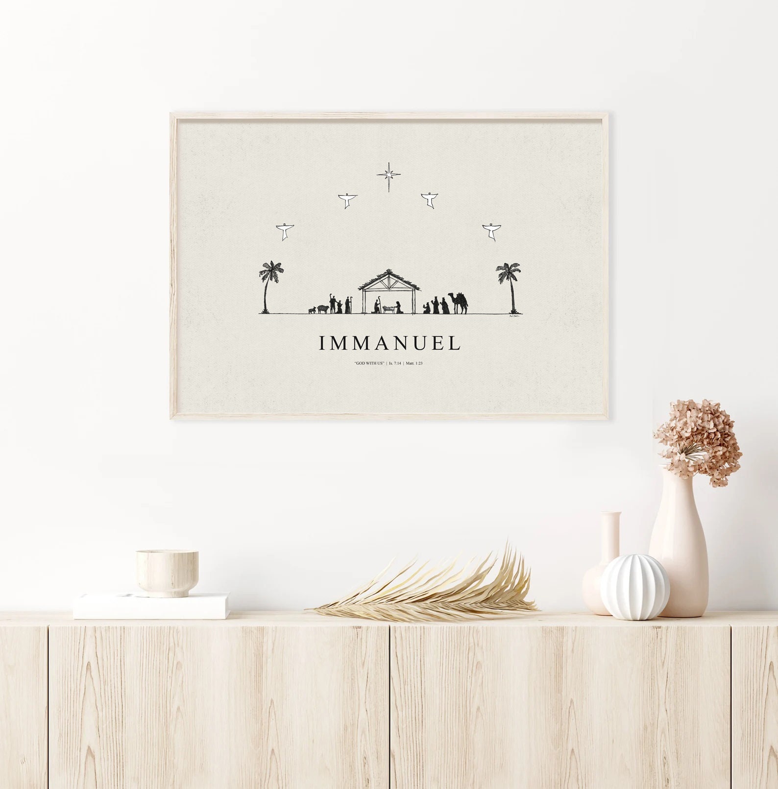 Nativity Christmas Print, IMMANUEL, God With Us, WALL ART, Digital ...