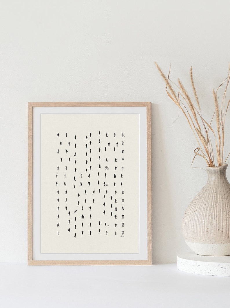 Minimalist People Print, Crowd Various People Art, Silhouettes, DIGITAL ...