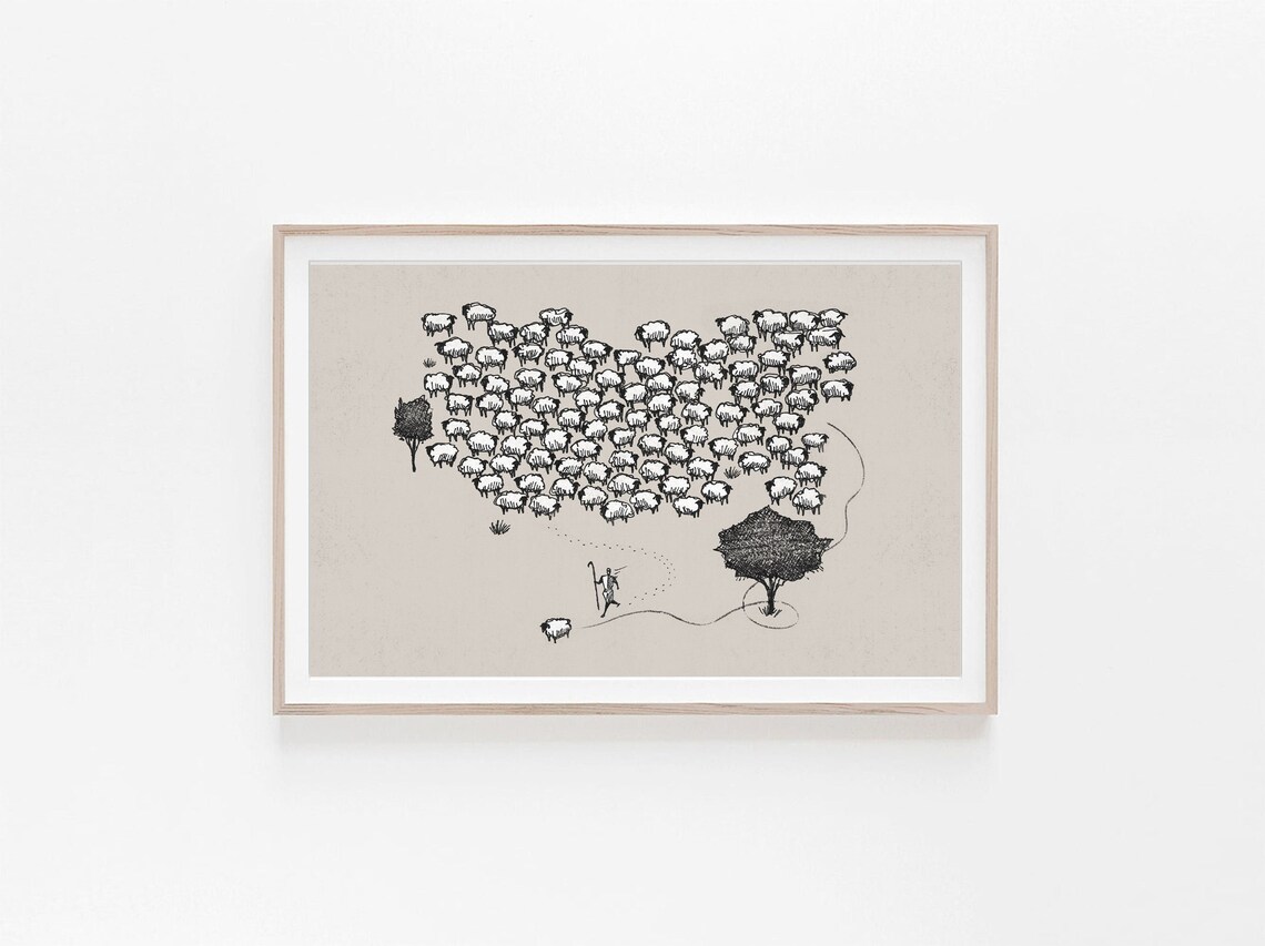 Jesus Leaves the 99 DIGITAL PRINT Landscape Jesus Art - Etsy