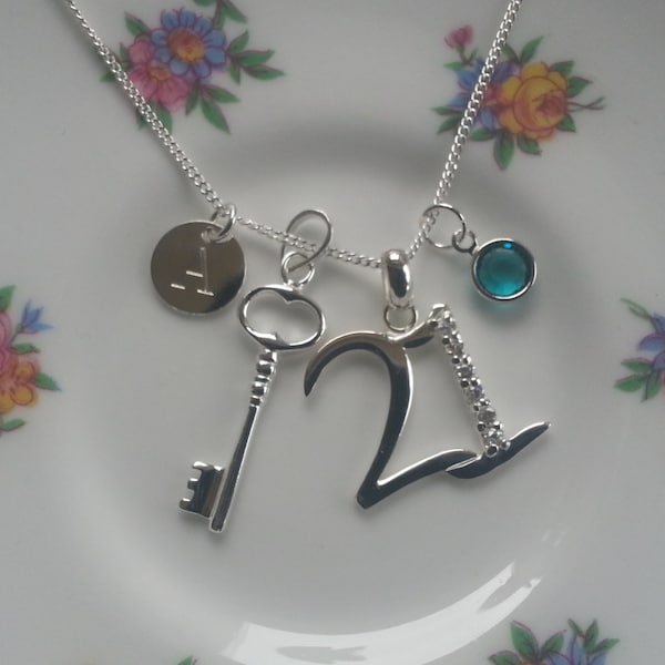 Sterling Silver 21st Birthday Key Necklace - Etsy