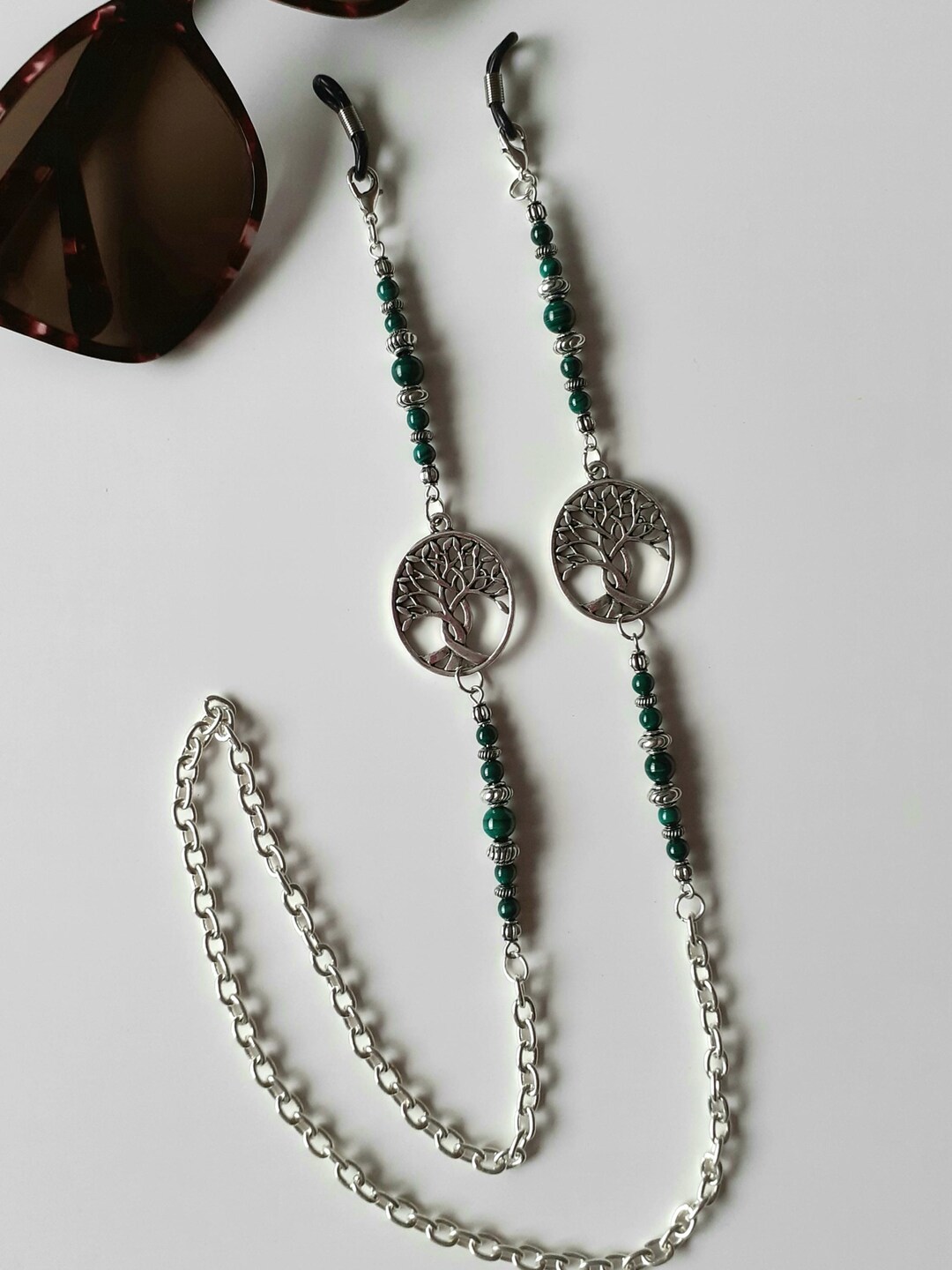 Tree of Life Glasses Chain With Gemstone Beads, Tree of Life Sunglasses ...