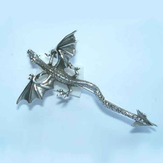 Sterling Silver Dragon Brooch Pin Dragon Pin | Etsy