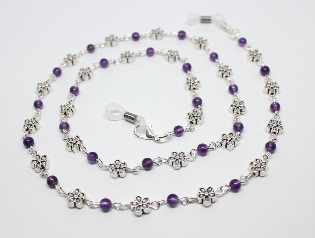 Daisy Flower Gemstone Glasses Chain, Flowers Gemstone Spectacles Holder ...