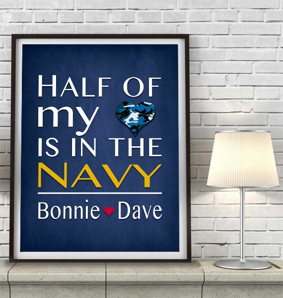Items similar to PERSONALIZED NAMES Military Navy love wife gift parent ...