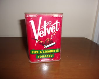 Vintage Velvet Pipe & Cigarette Tobacco Tin,very Worn and Rustic, A ...