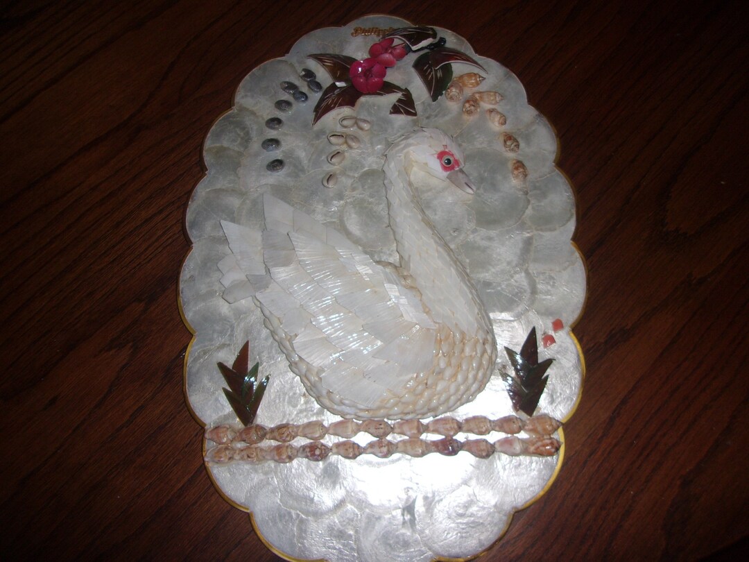 Shell Swan Wall Art Made of Capiz -- Philippines -- 17" X 8" -- RARE - Etsy