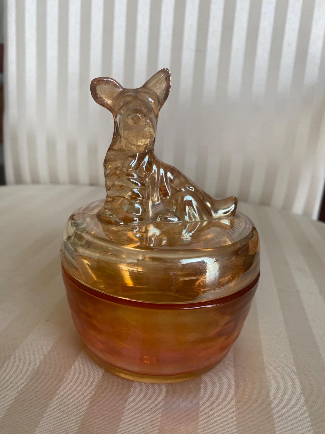 1940 S Scottie Dog Powder/trinket Jar - Marigold Colored -- Carnival ...