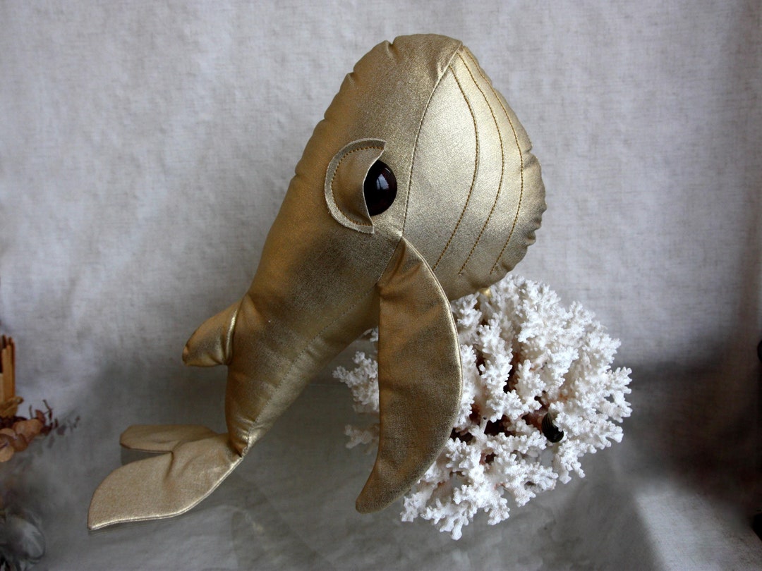 Decorative Gold Whale Pillow, Stuffed Golden Whale, Soft Decorative ...