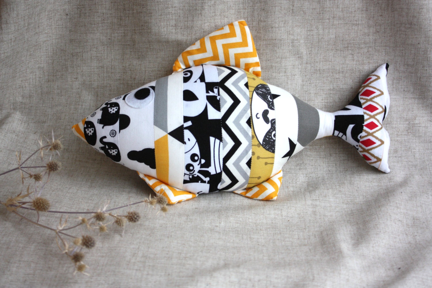 Stuffed Fish, Decorative Pillow Fish, Multicolor Fish, Striped Fish ...