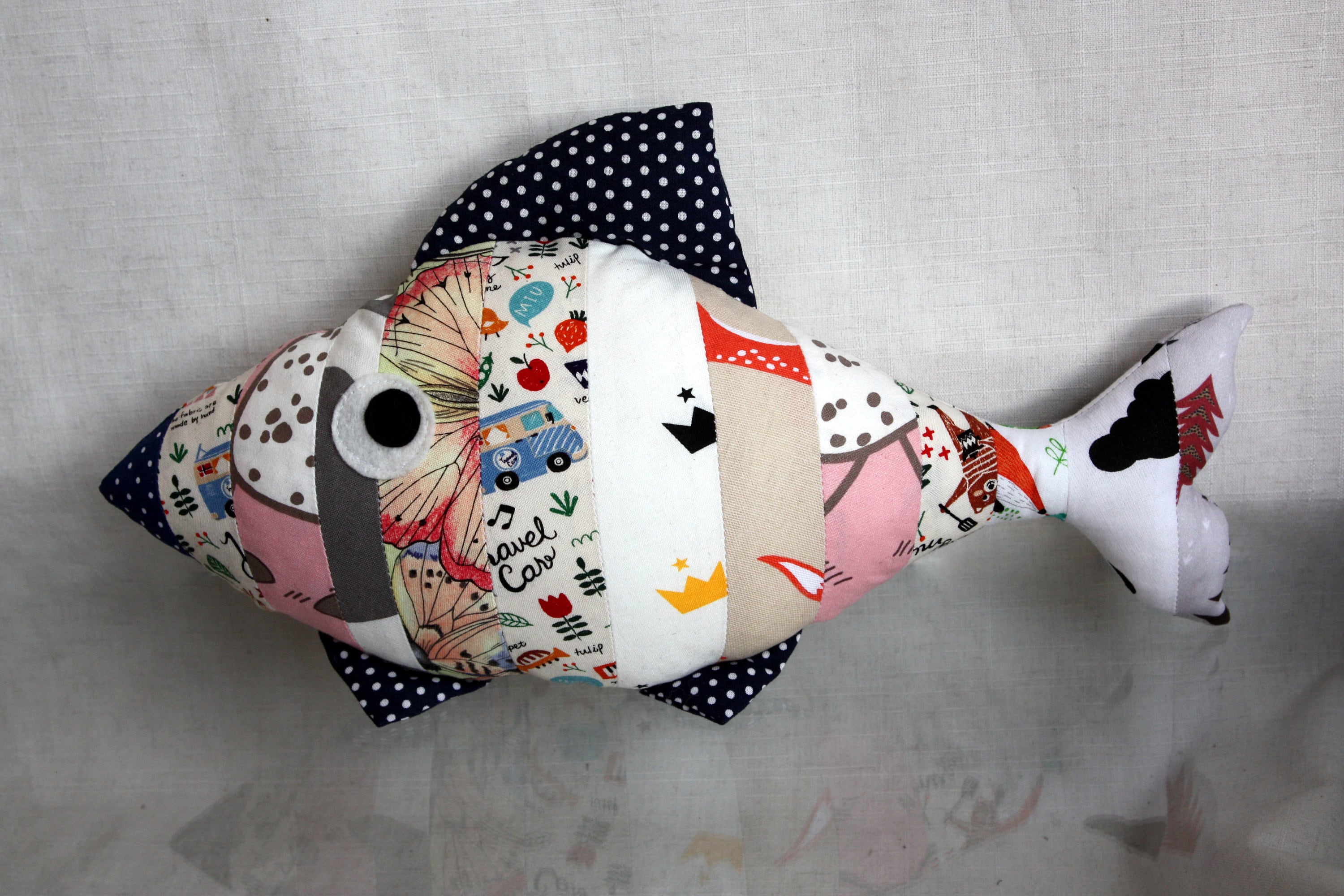 Stuffed Fish, Decorative Pillow Fish, Multicolor Fish, Striped Fish ...
