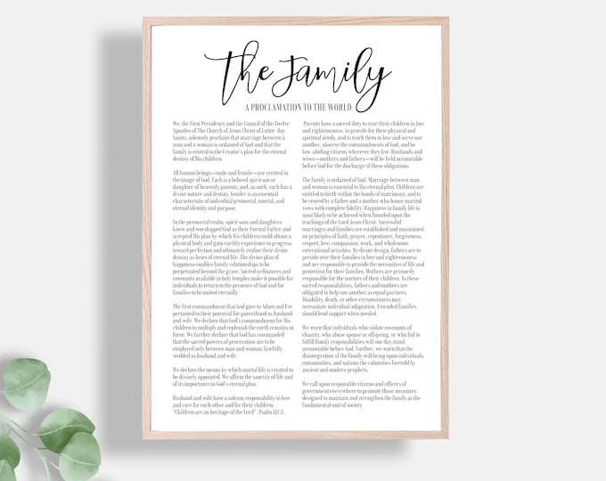 LDS Family Proclamation to the World - Digital Printable File, Family ...