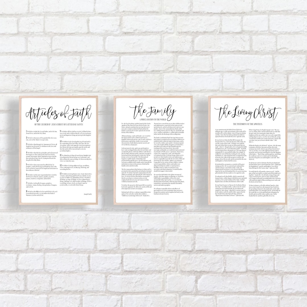 LDS Proclamations Bundle, Set of 3, the Articles of Faith, the Family ...