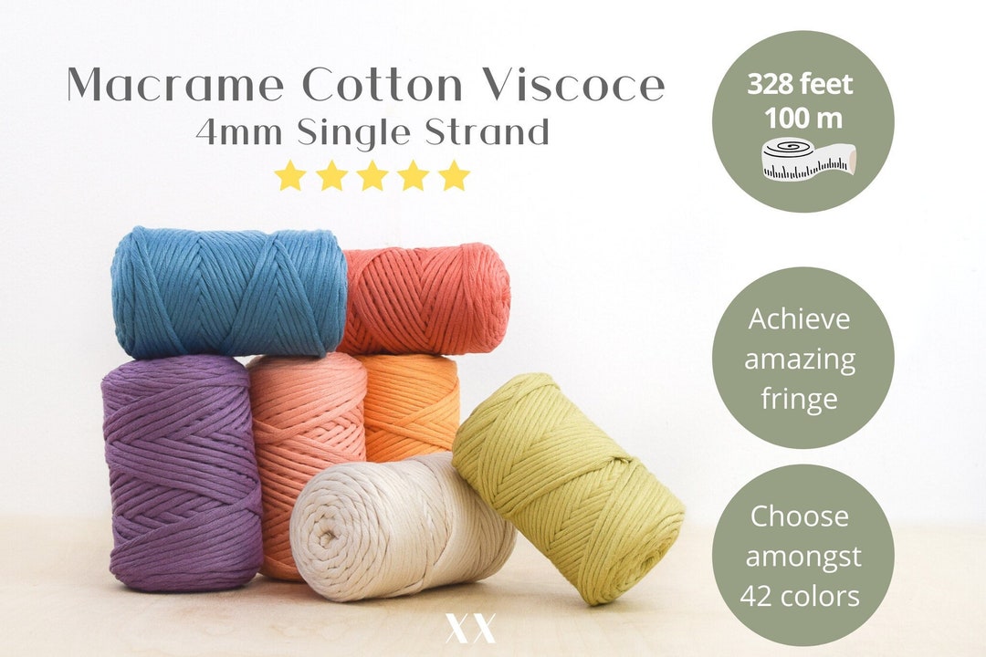 Cotton - Viscose Roll - 4mm Single Strand 328 Ft ; Macrame Earrings ...