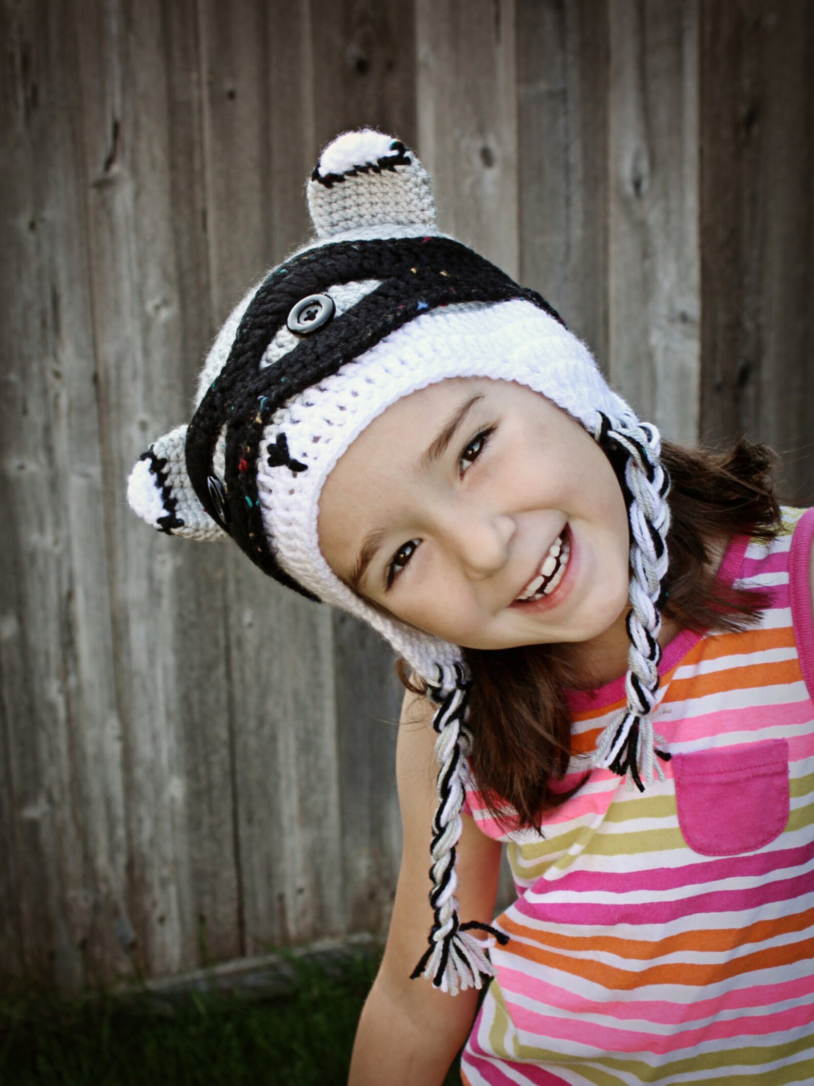 Sombrero de mapache de ganchillo con máscara extraíble - Etsy España