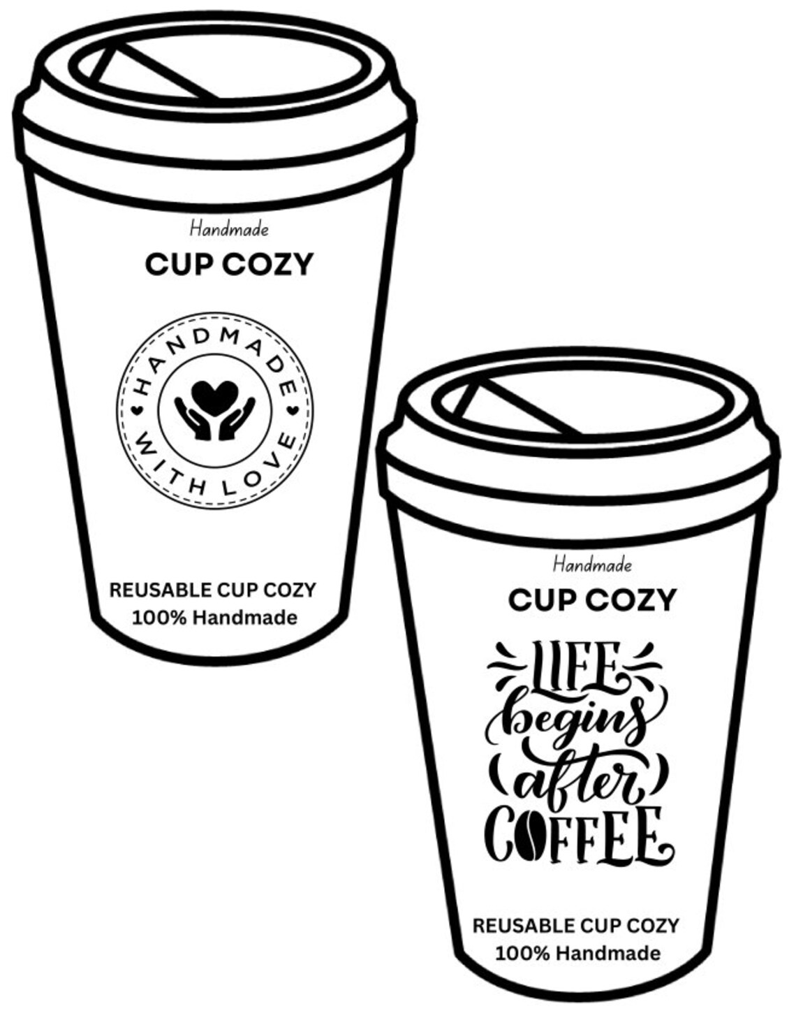 PRINTABLE Cup Cozy Display Cards 4 Cute Designs Digital PDF Coffee ...