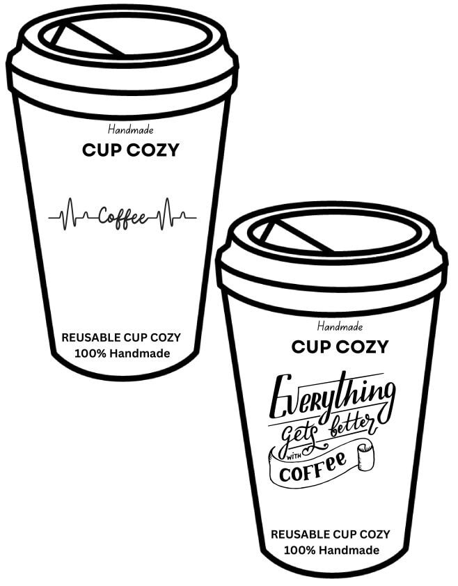 PRINTABLE Cup Cozy Display Cards 4 Cute Designs Digital PDF Coffee ...