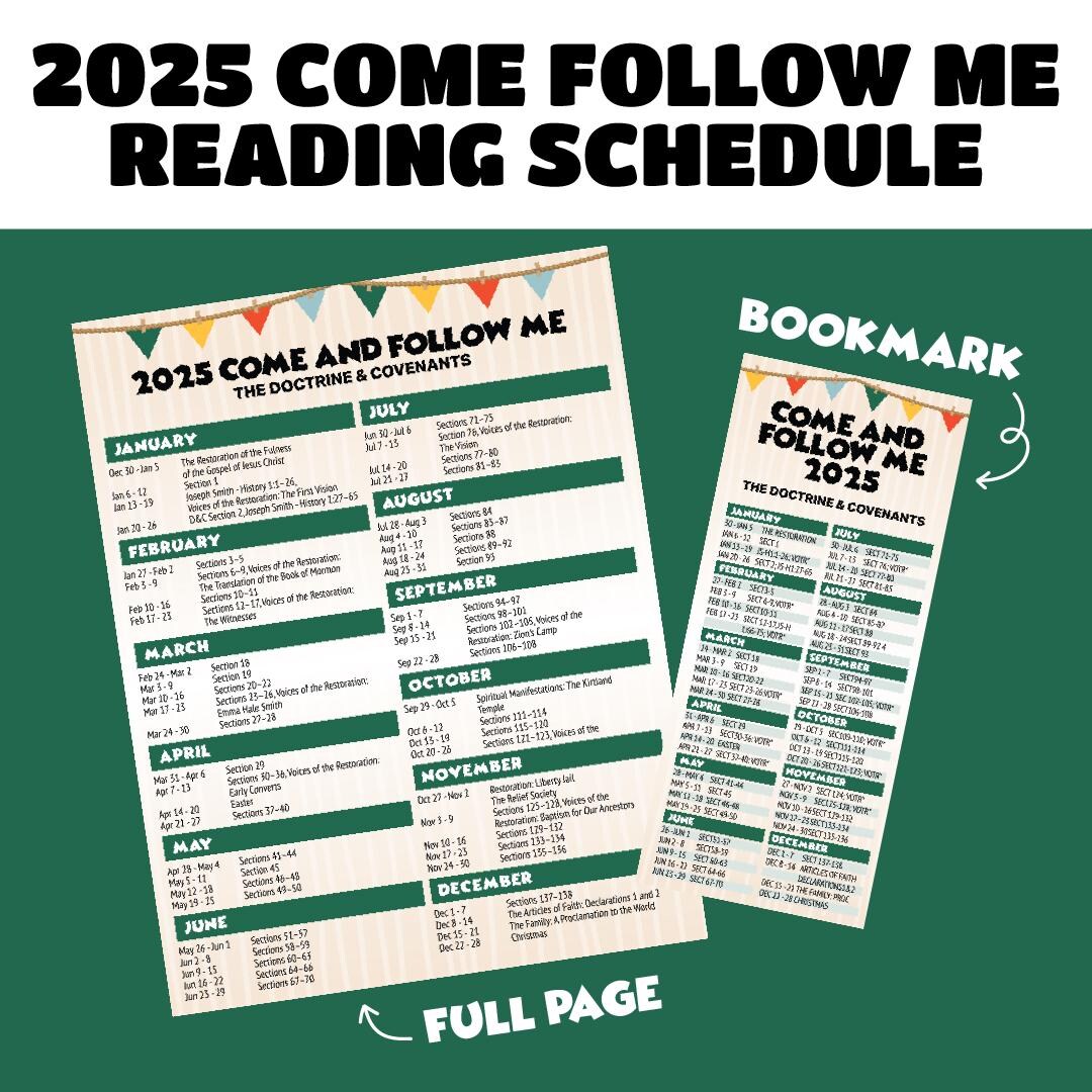 2025 Come and Follow Me Reading Schedule Printable | Doctrine and ...