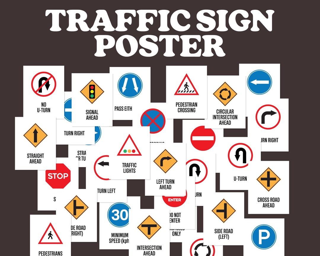 Traffic Sign Posters for Classrooms | Transportation Bulletin Board Kit ...