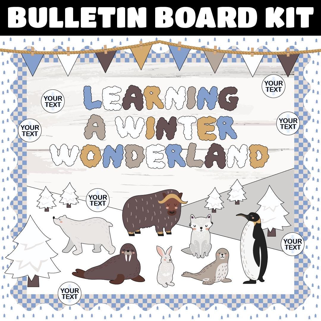 Winter Wonderland Bulletin Board Kit | Arctic Animals | Christmas ...
