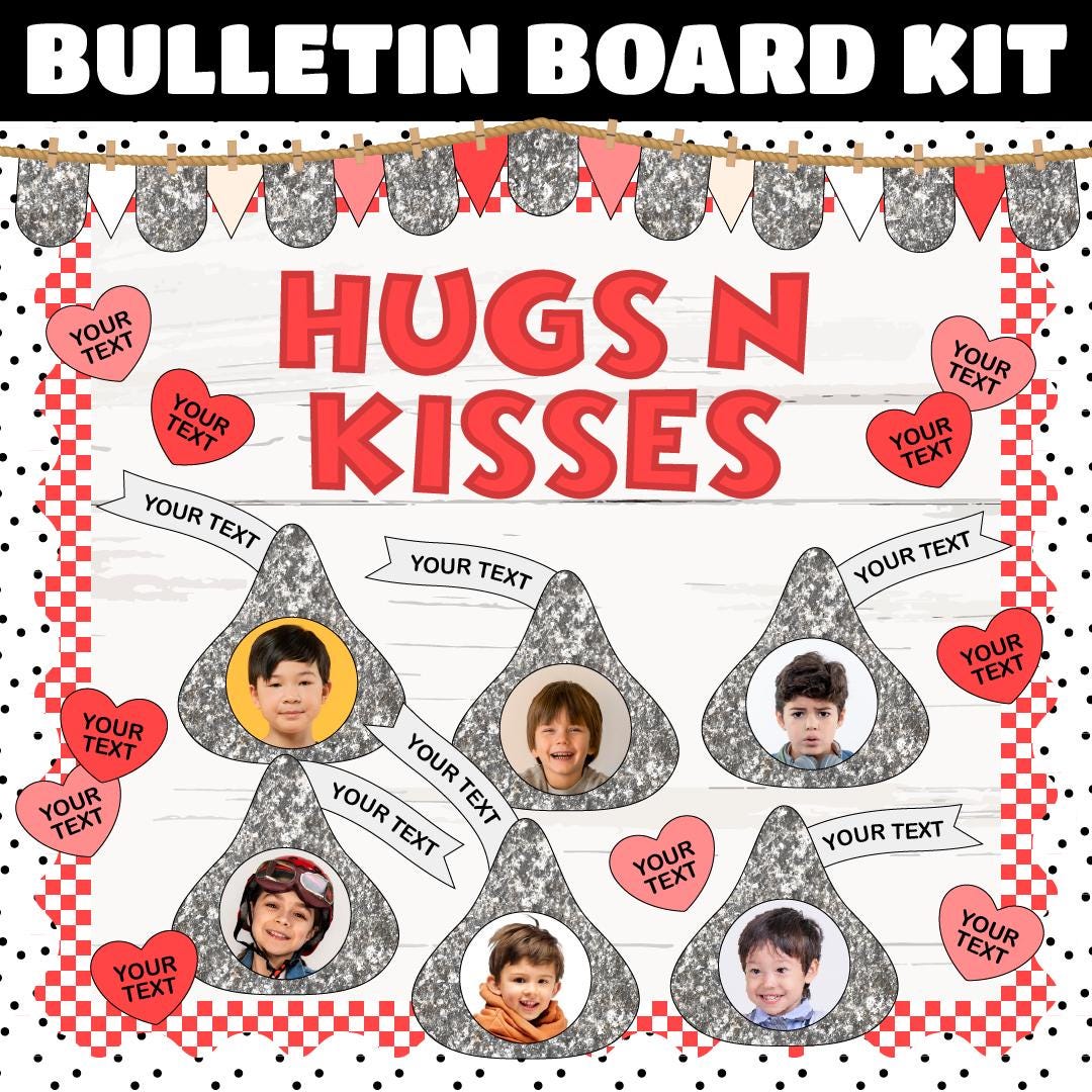 Hugs and Kisses | Valentine's Day Bulletin Board Kit | Classroom, Door ...