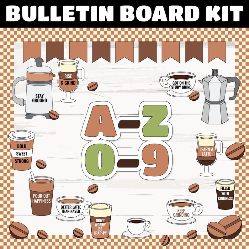 Cups of Kindness Bulletin Board Kit | Espresso Yourself Classroom Decor ...