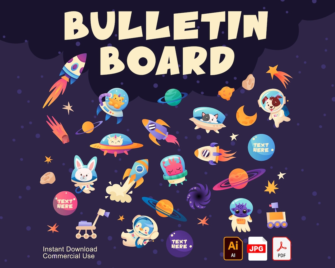 Space Bulletin Board Kit | Space Classroom Decor, Door Decor ...