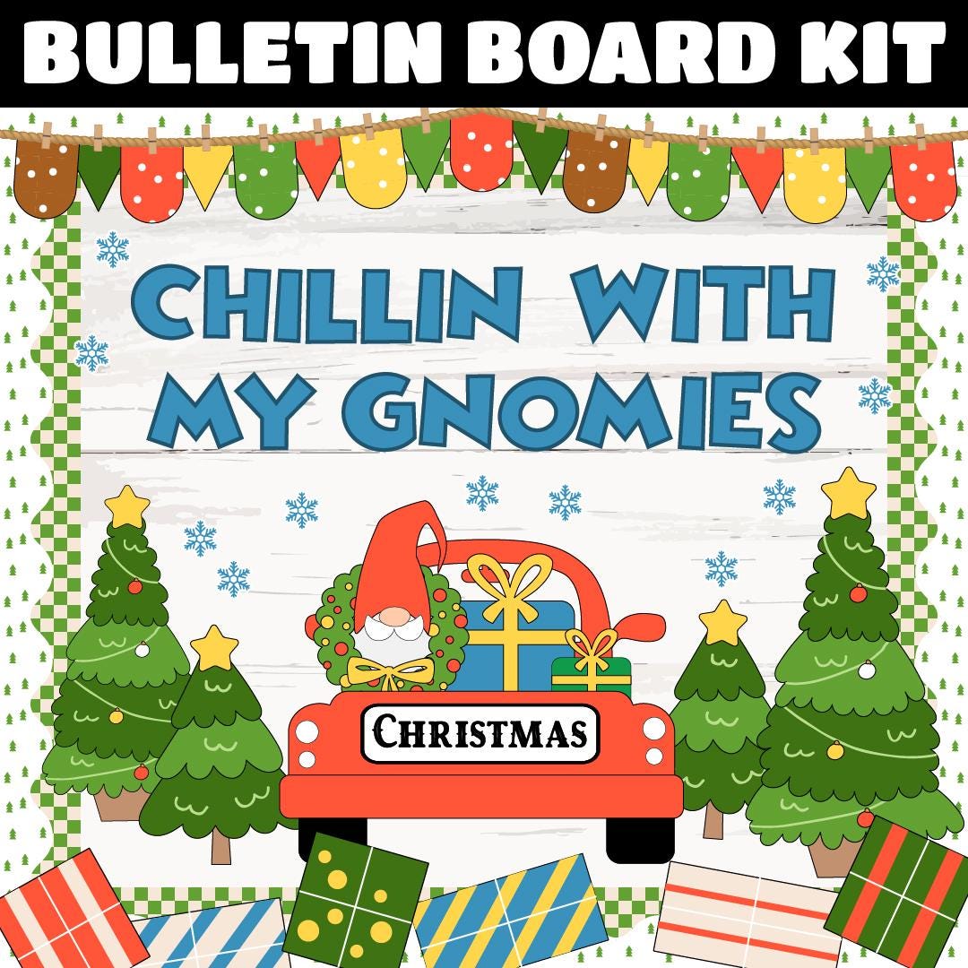 Gnome Bulletin Board Kit Christmas Decor Red Truck Bulletin Board ...