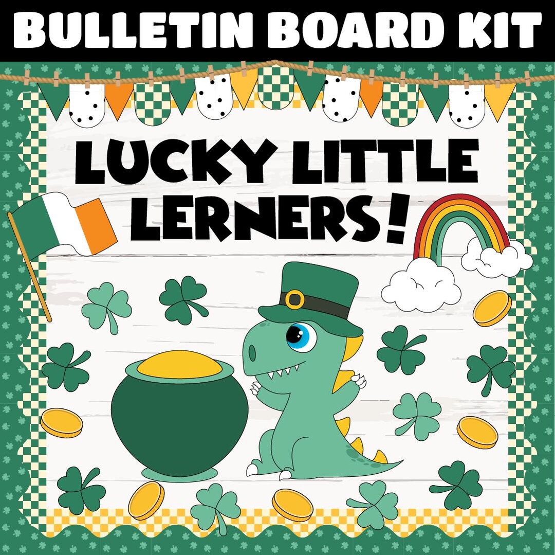 Dino Bulletin Board Kit – Lucky Little Learners | St. Patrick's Day ...