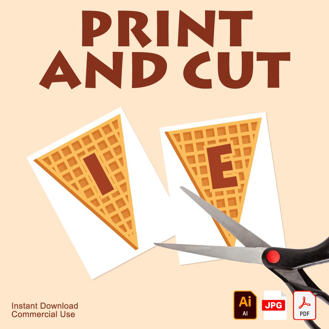 Waffle Cone Alphabet and Number Banners | Ice Cream Classroom Decor and ...