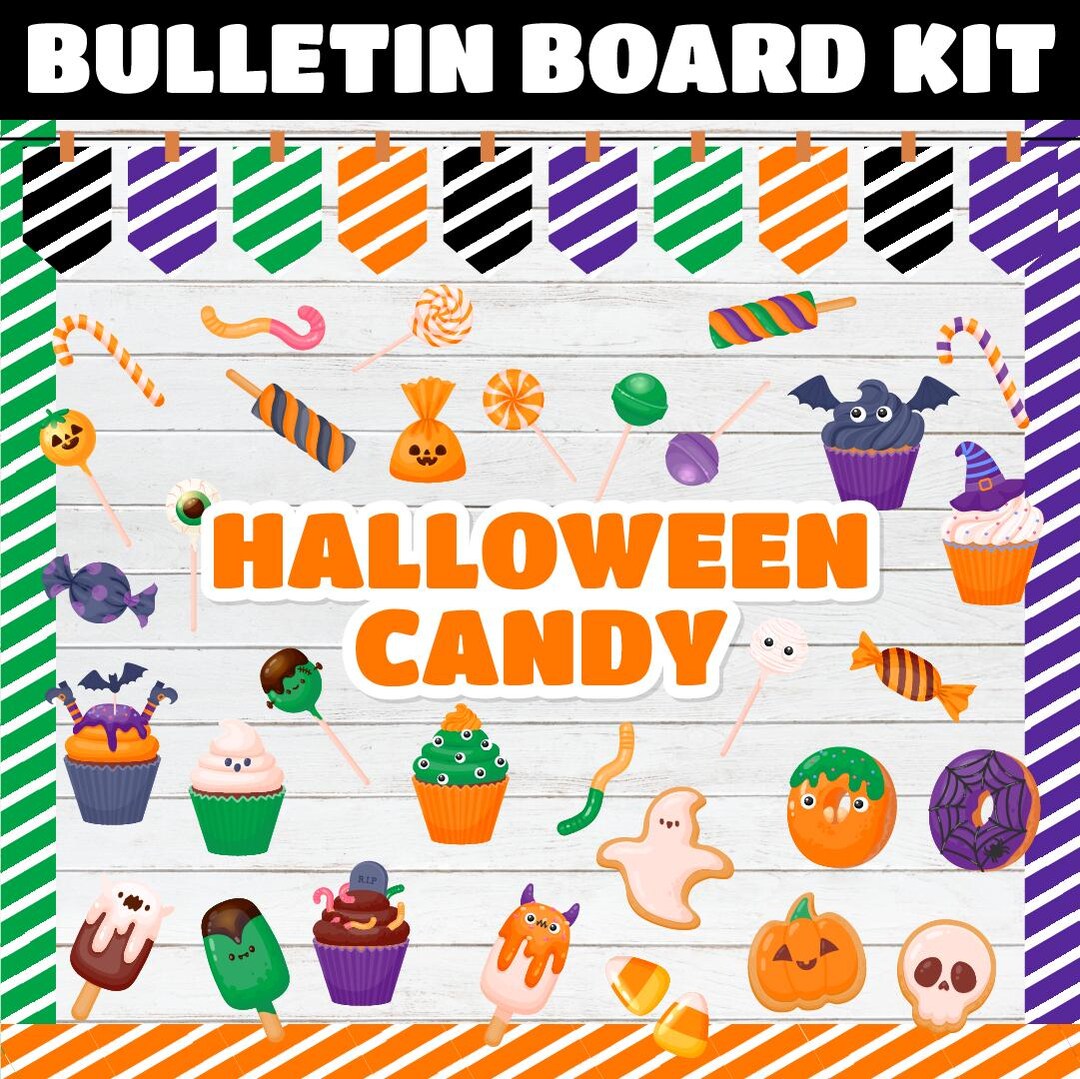 Halloween Candy Bulletin Board Kit | Halloween Classroom Decor and Door ...