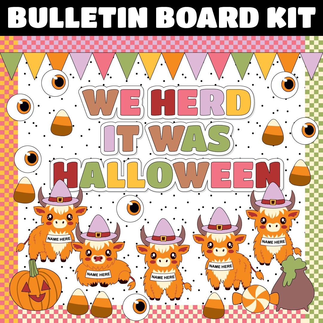 Halloween Highland Cow Bulletin Board Kit | Groovy Pastel Classroom ...
