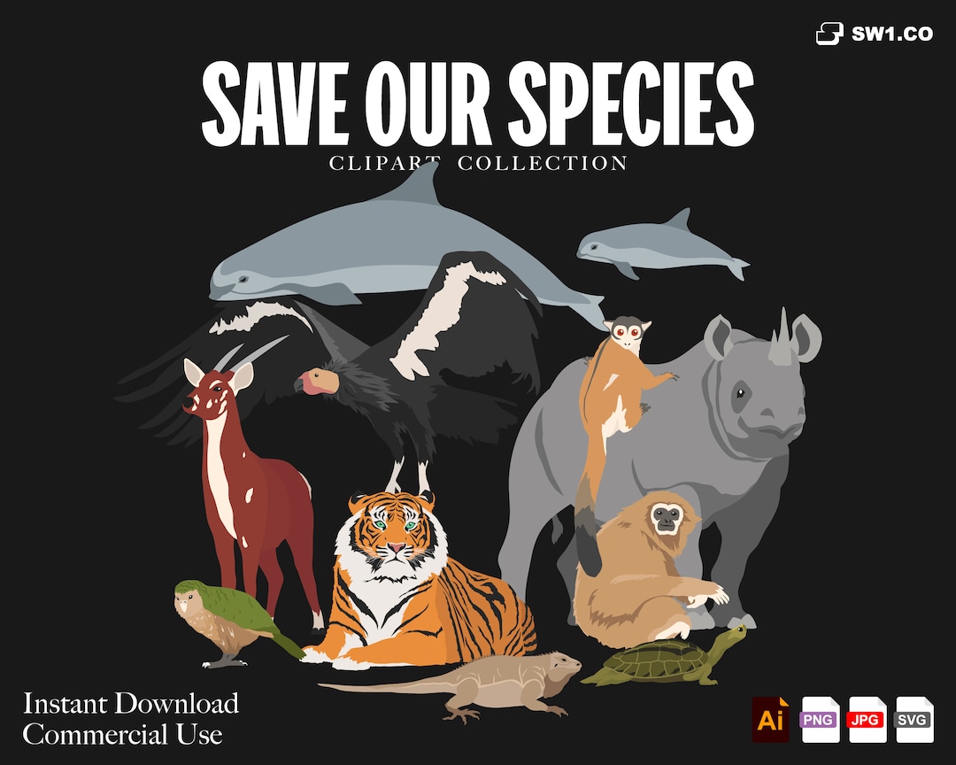 Save Our Species Clipart Bundle INSTANT DOWNLOAD Commercial Use Digital ...