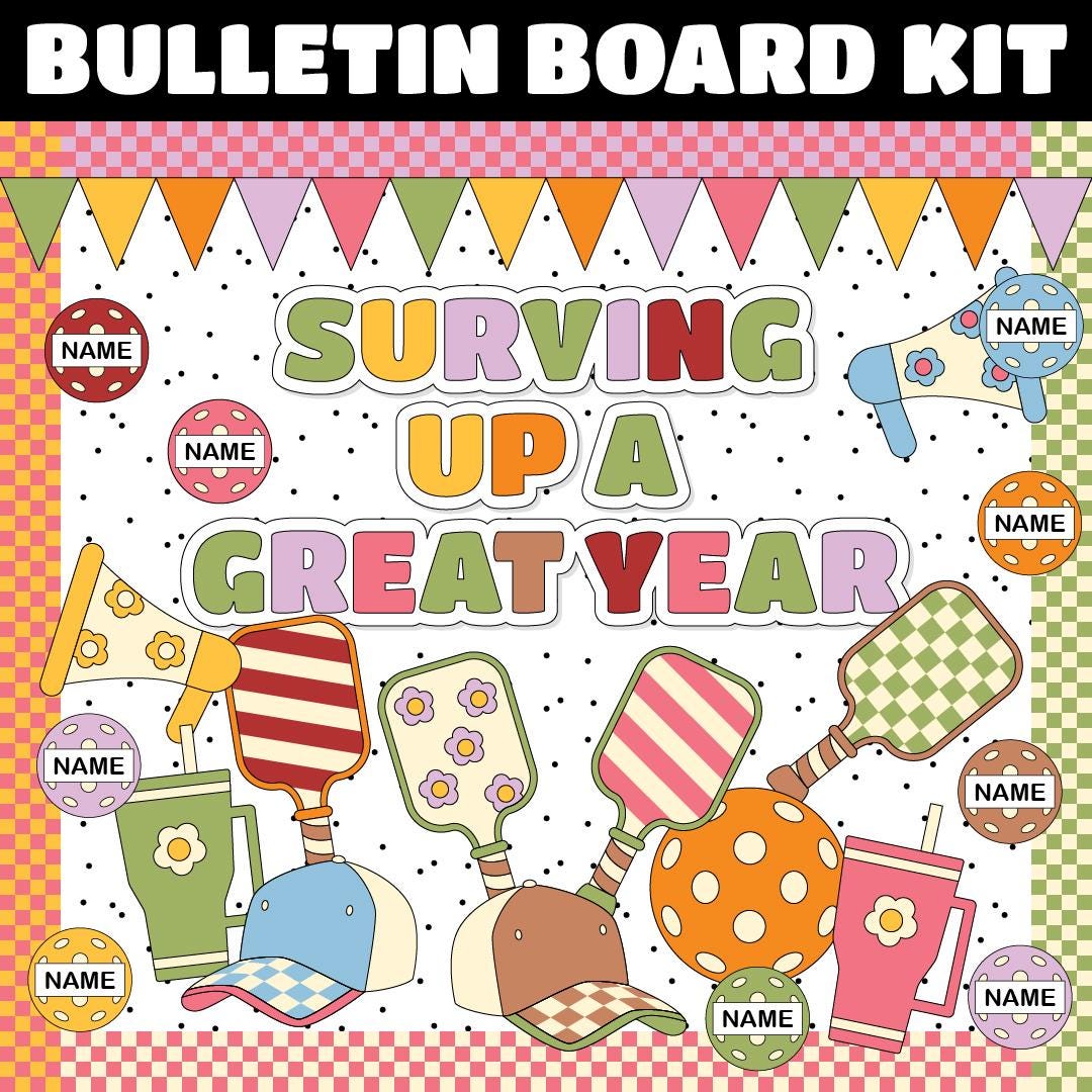 Pickleball Bulletin Board Kit | Pickleball Classroom Decor and Door ...