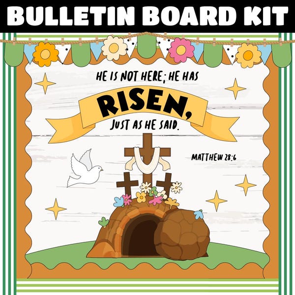 He is Risen Bulletin Board - Etsy