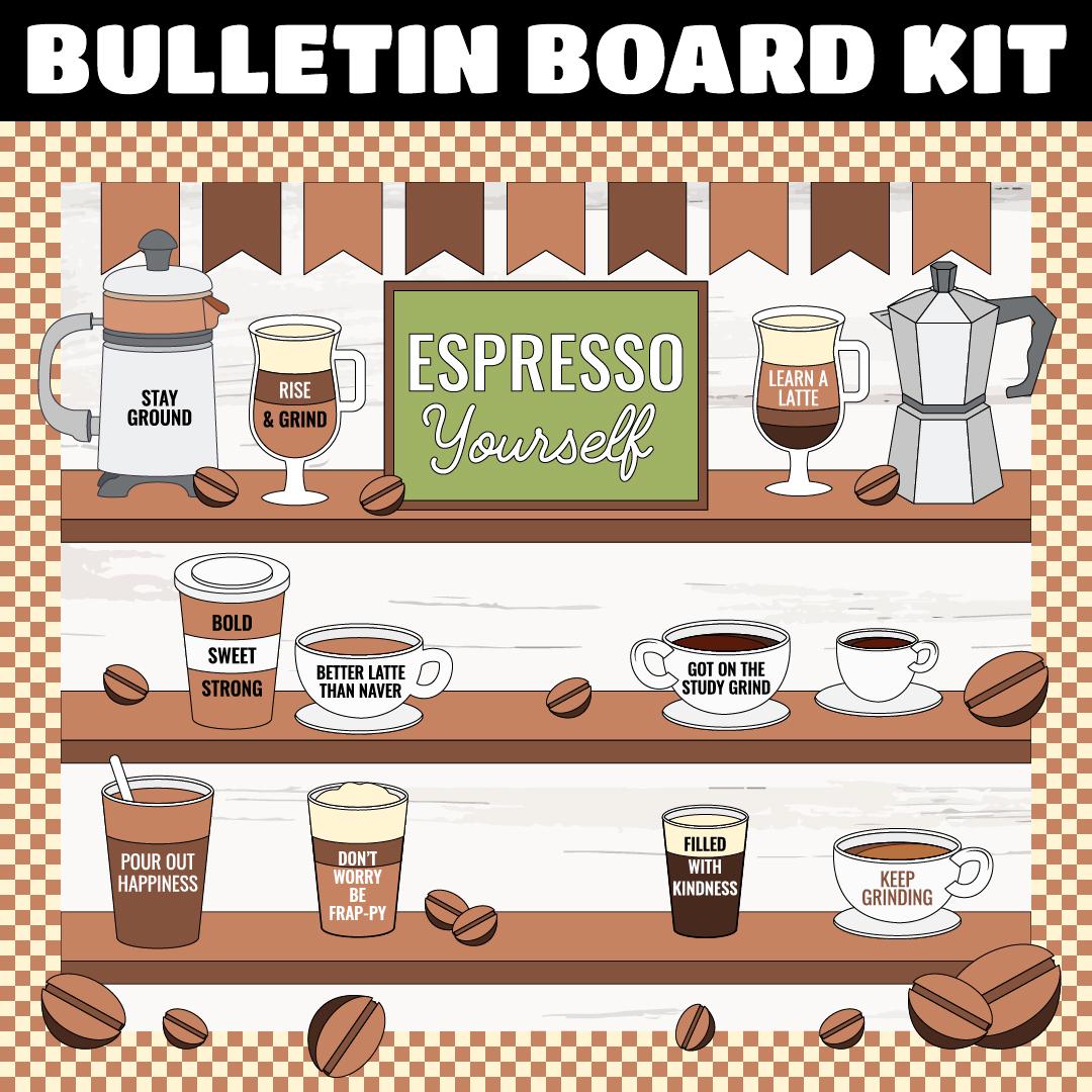 Cups of Kindness Bulletin Board Kit | Espresso Yourself Classroom Decor ...