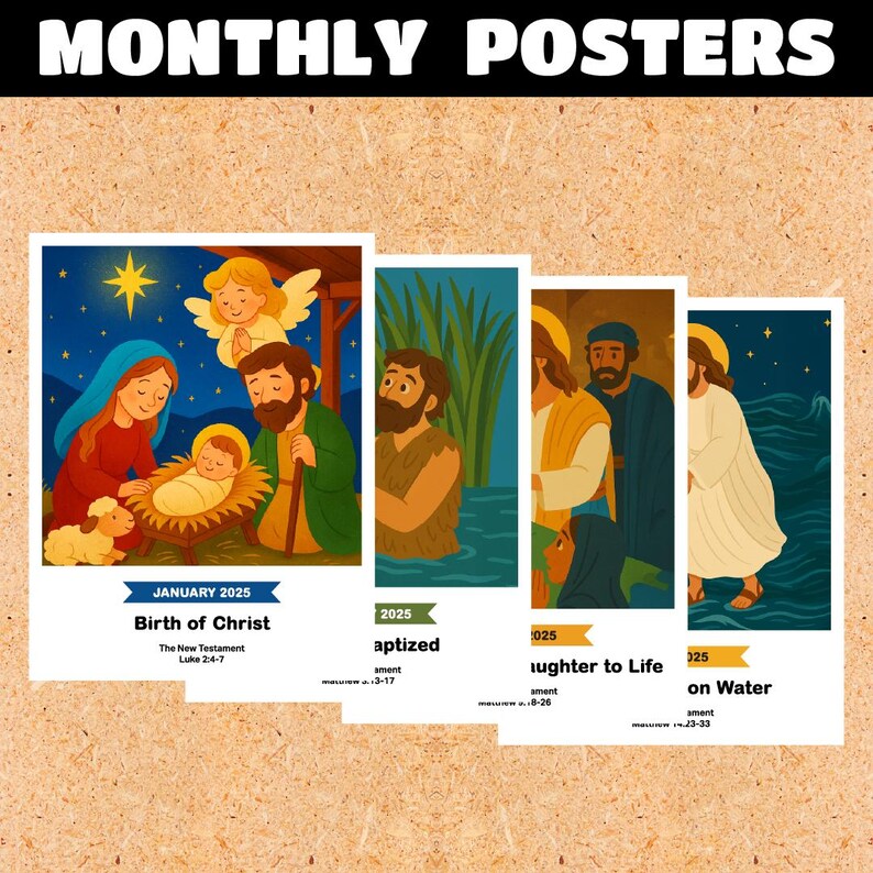 Bible Monthly Posters for Kids | Jesus Christ Classroom Decor ...