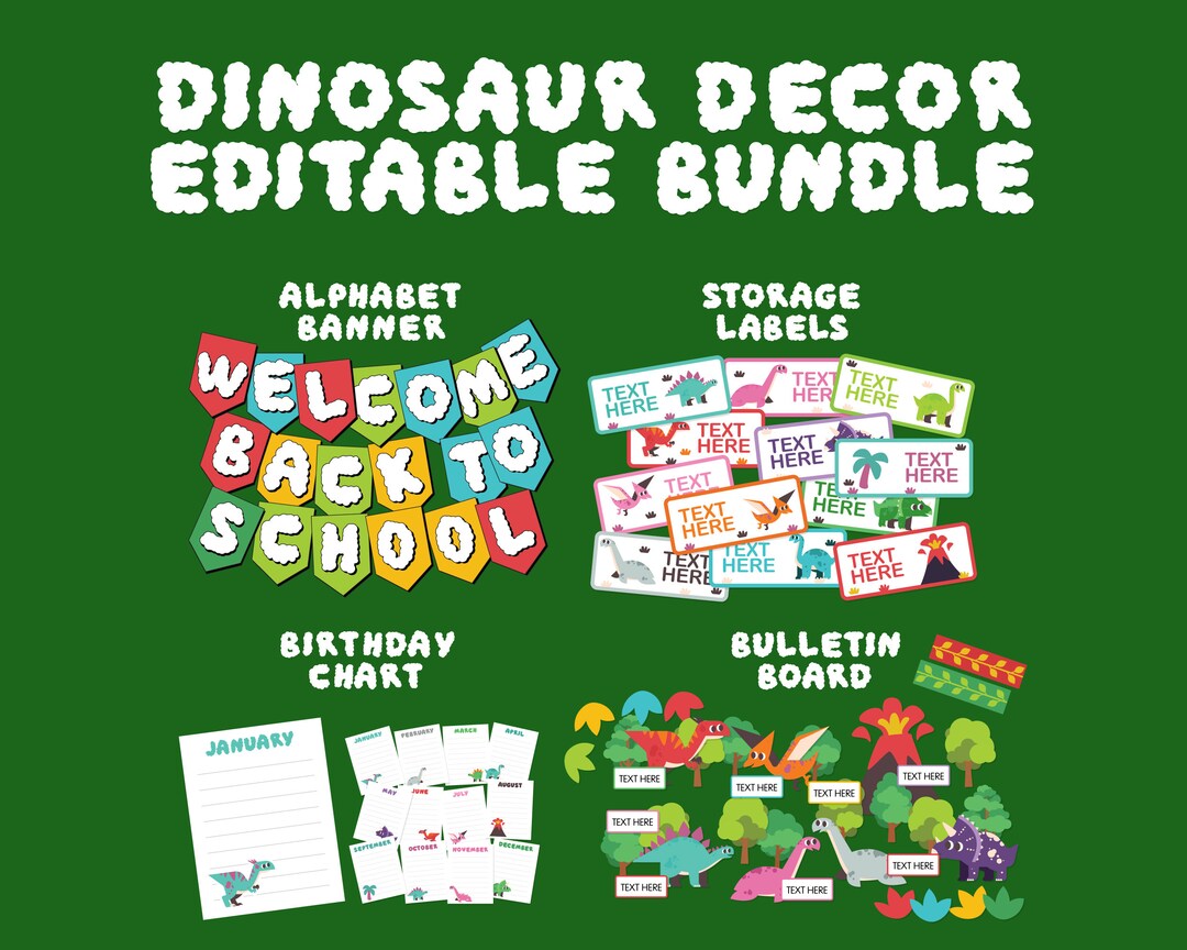 Dinosaur Classroom Decor Theme Bundle Dinosaur Theme Editable ...