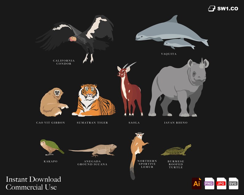 Save Our Species Clipart Bundle INSTANT DOWNLOAD Commercial Use Digital ...