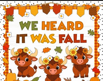 Highland Cow Fall Bulletin Board Kit Classroom Door Decor Autumn ...